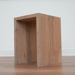 Oak End Table, Waterfall End Table, Modern Natural Oak Side Table Solid ...
