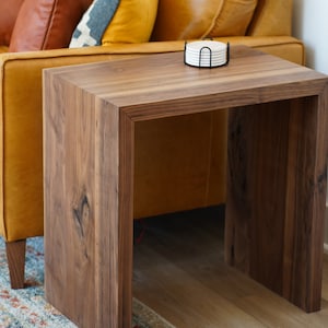 Solid Walnut End Table, Modern Waterfall Side Table Solid Wood End Table, Walnut or White Oak ...