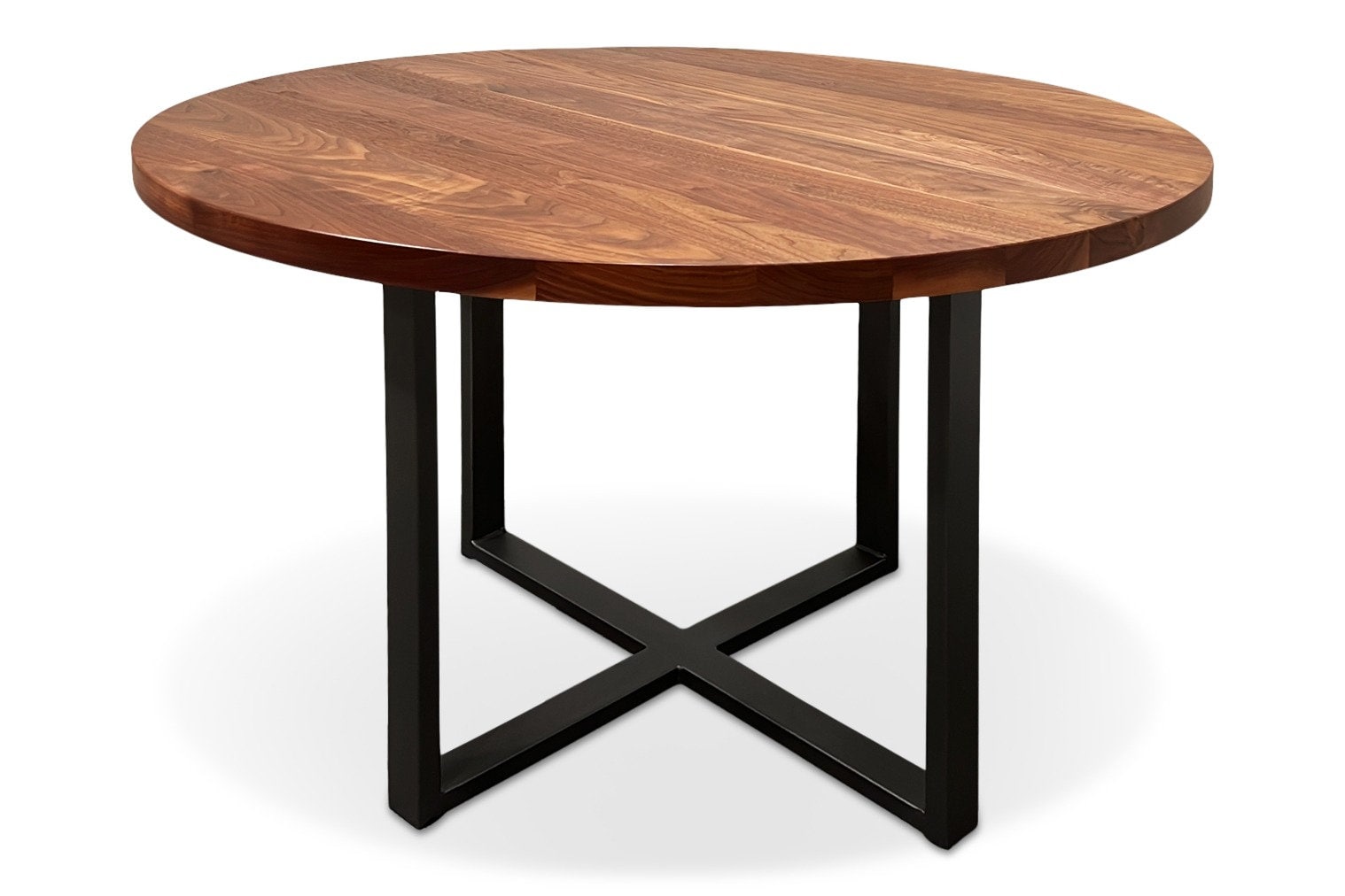 Solid Wood Round Dining Table With Metal Base for Kitchen Sits - Etsy