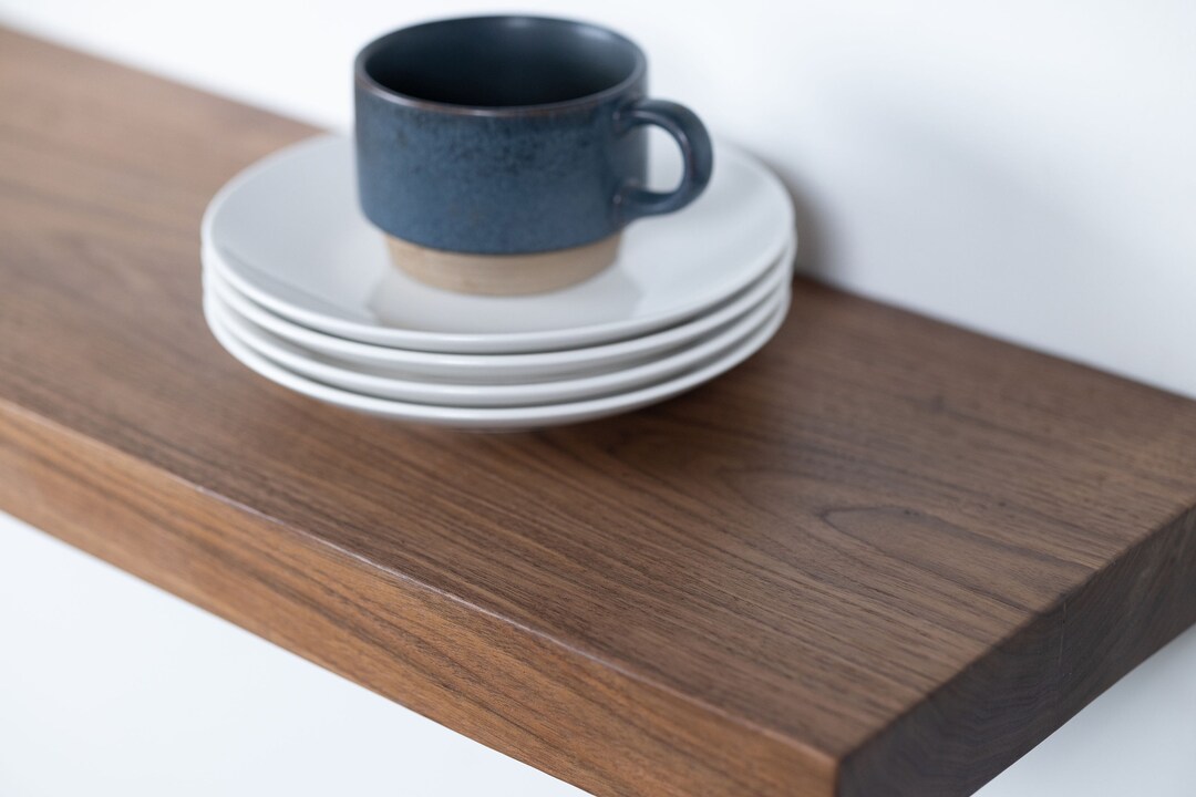 Walnut Floating Shelves With Bracket Dark Wood Floating Shelves, Walnut ...