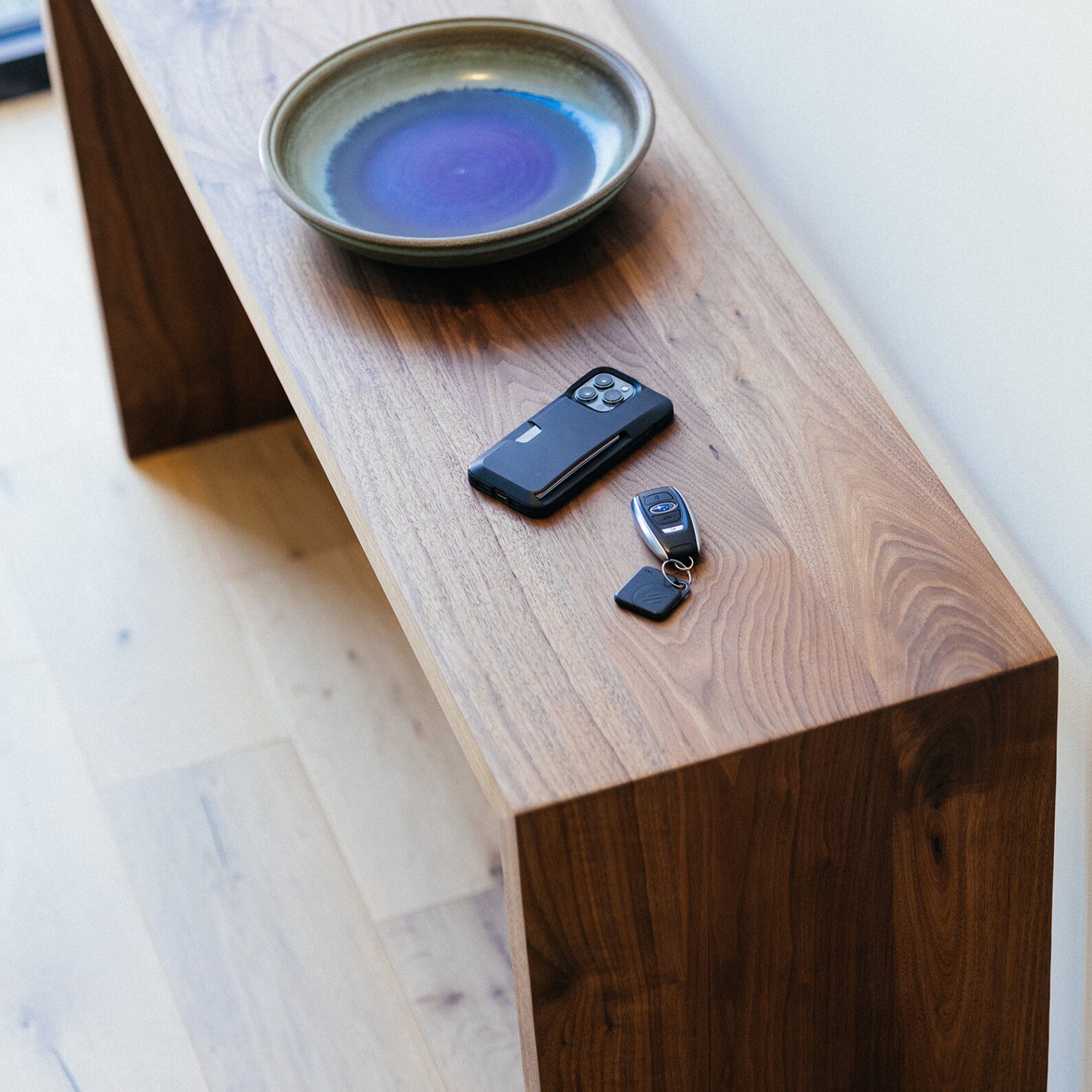 Walnut Waterfall Console Table Handmade Straight Edge Console Cascading ...