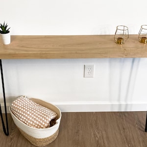 Narrow Console Table in Solid Walnut or Maple With Hairpin Legs - Farmhouse Entry Table, Wall ...