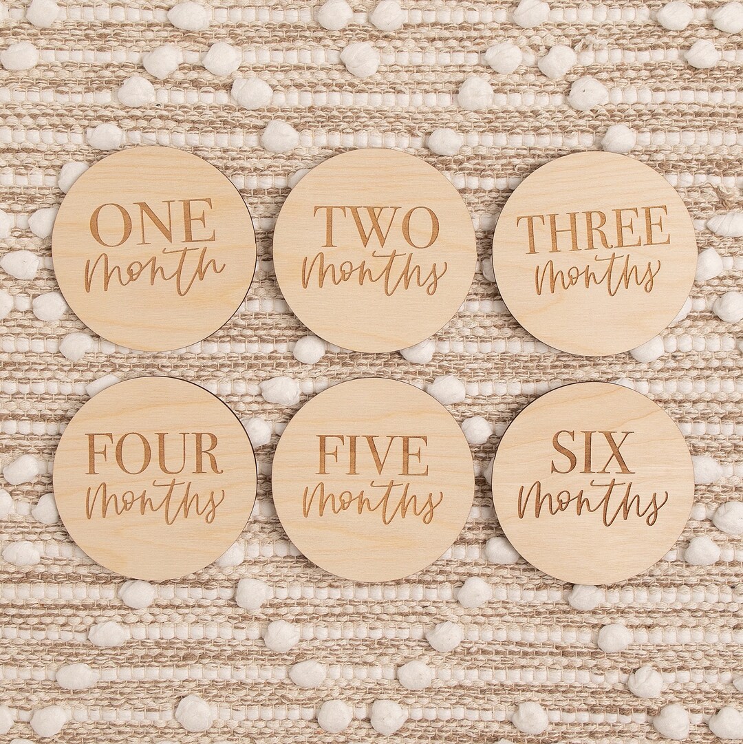 Laser Engraved Baby Milestone Rounds Monthly Baby Photo - Etsy