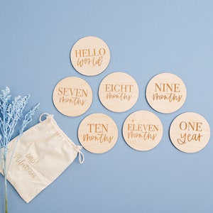 Laser Engraved Baby Milestone Rounds | Monthly Baby Photo Discs | Wood ...
