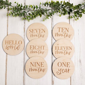 Laser Engraved Baby Milestone Rounds | Monthly Baby Photo Discs | Wood ...