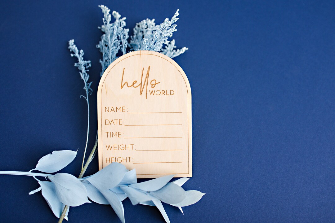 Hello World Birth Stat Sign | Modern Birth Stat Sign | Arch Birth ...