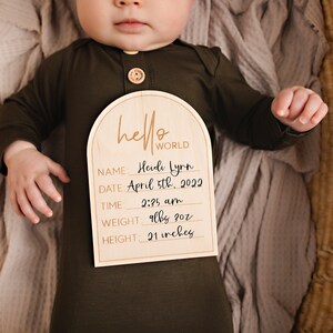 Hello World Birth Stat Sign | Modern Birth Stat Sign | Arch Birth ...