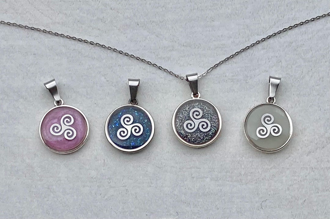 Triskele / Triskelion / Triple Spiral Pendant With Chain, Celtic, Irish ...