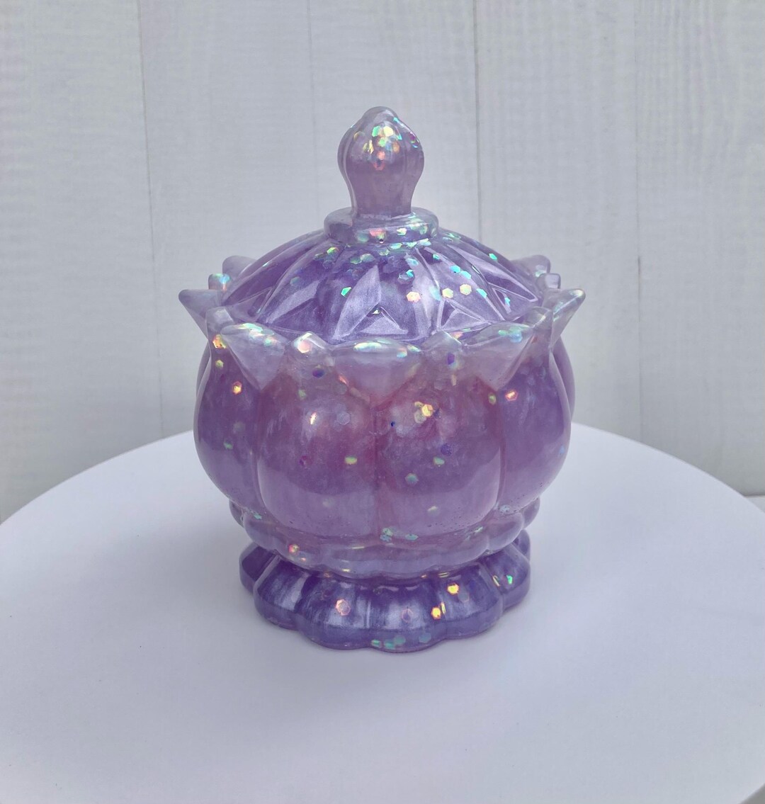 Fun Small Decorative Resin Storage Jar, Purple W/ Glitter - Etsy