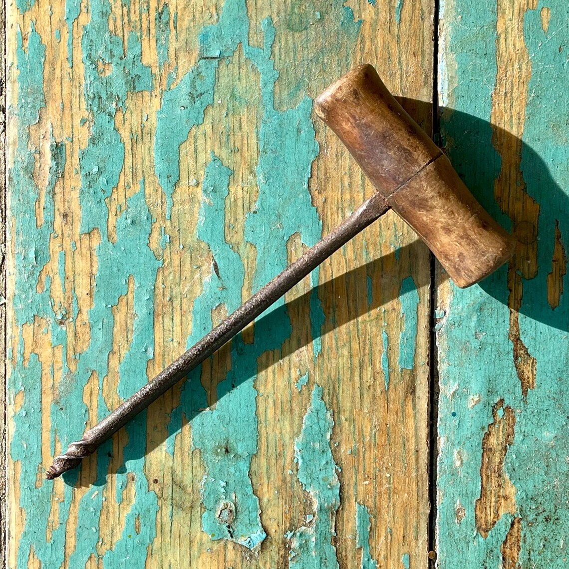 Mixed Set of 5 Vintage Wooden Hand Tools, Gimlets, Bradawls, Hand Drill ...