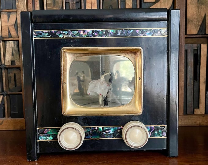 Large Vintage Music Box. Television Diorama With Dancing Ballerina ...