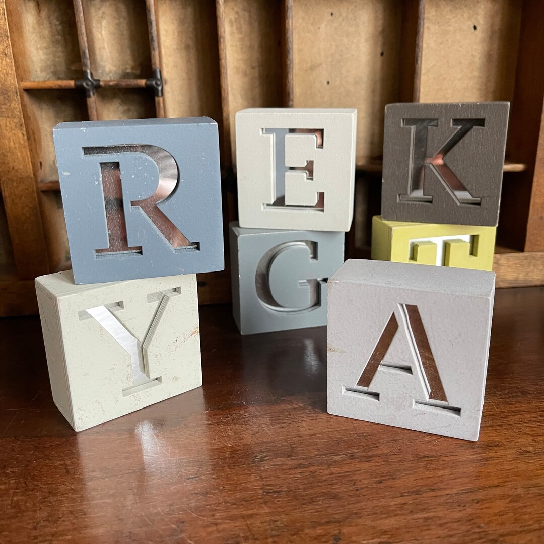 Small Wooden Block With Mirrored Initial, Letter, Alphabet. 2015 - Etsy