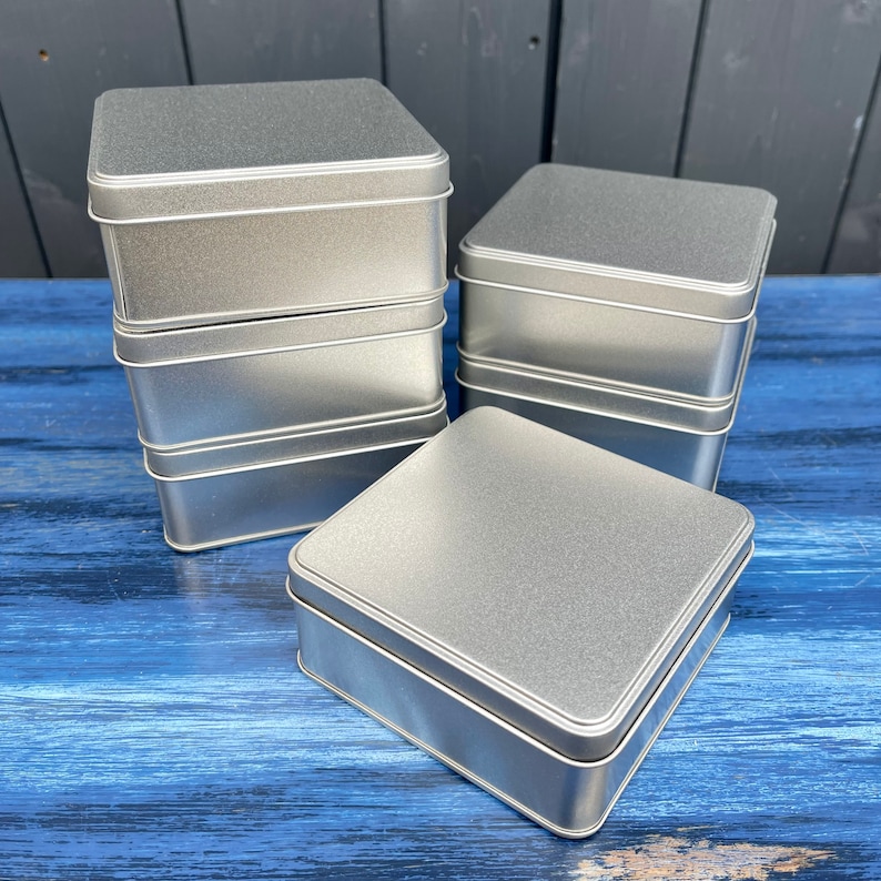 Food Safe Square Tin With Slip Lid - Stepped for Stacking. 127 X 52mm ...