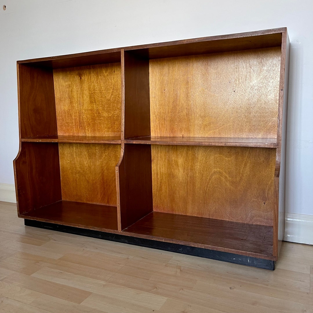 Collection Only. Large Vintage Scratch Built Wooden Record Shelf Unit ...