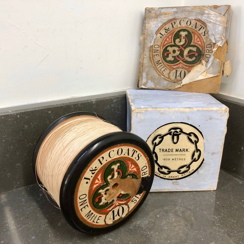 Giant J & P Coats Wooden Bobbin and Box. 1 Mile 1760 Yards | Etsy