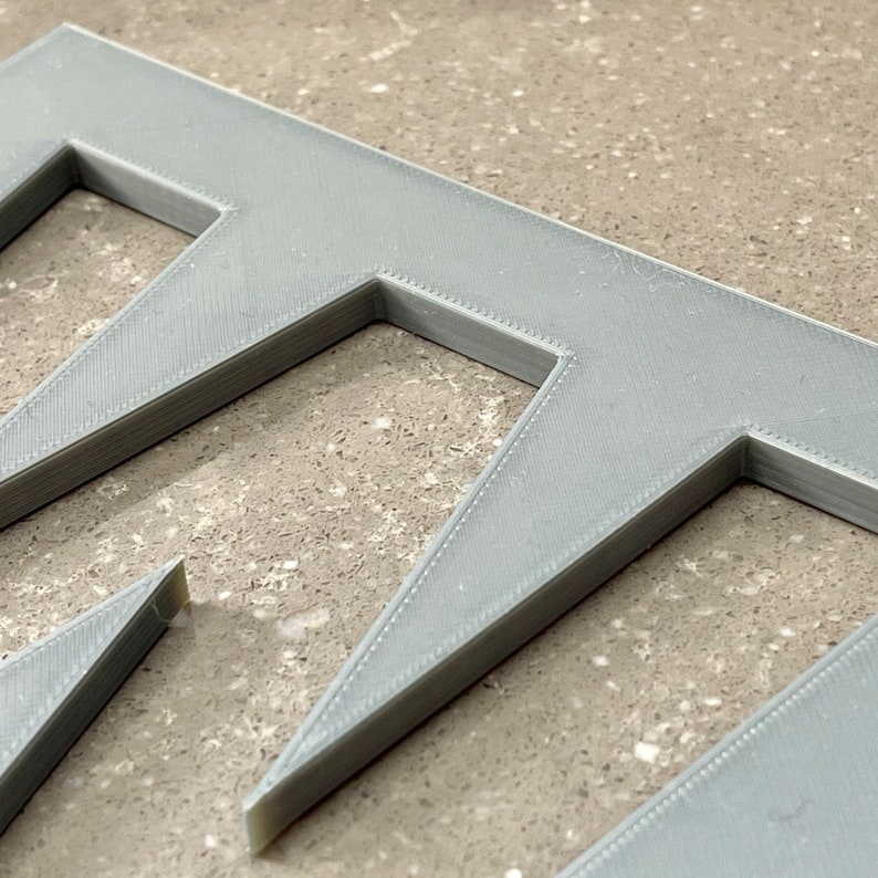 Large 3D Printed Letter Stencil. Initial W or M in Gunmetal Grey - Etsy