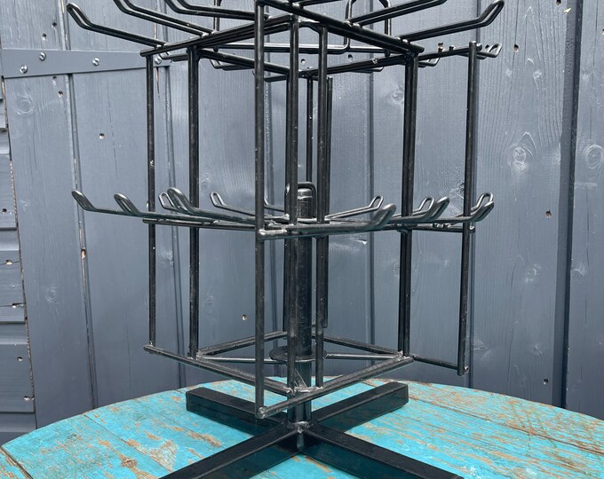 Heavy Duty POS Spinning Rotating Display Stand With 24 Hooks and Header ...