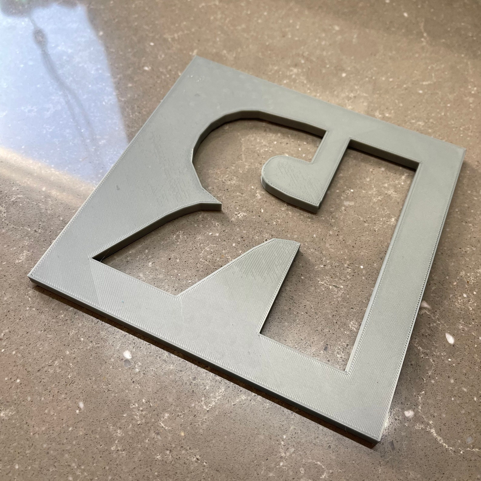 Large 3D printed letter stencil. Initial R in gunmetal grey | Etsy
