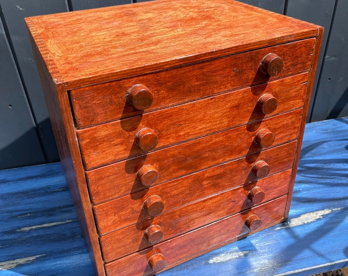 Vintage Handmade Plywood Chest With 6 Drawers, Divided Into 23 Sections ...