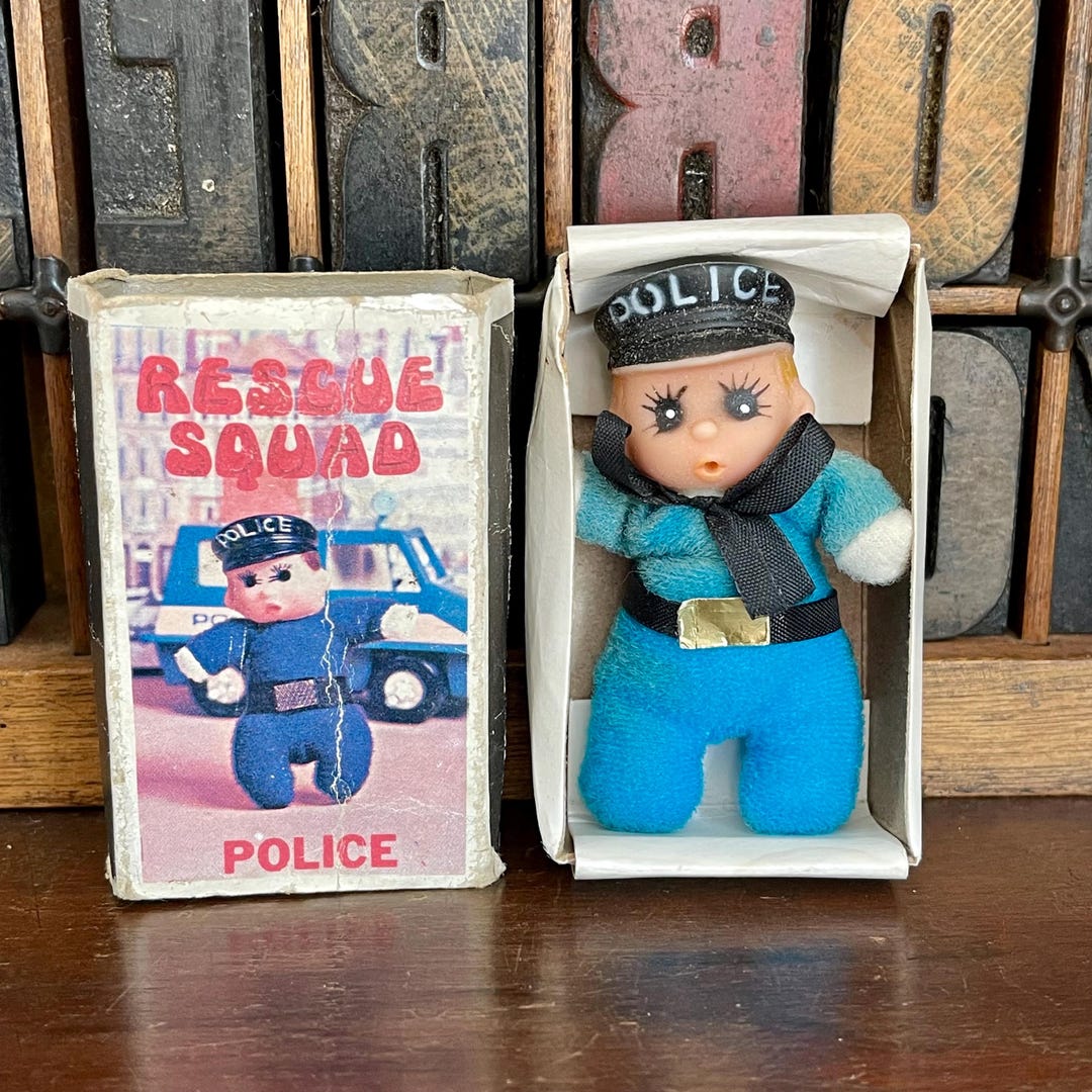 Vintage Miniature Rescue Squad Police Beanie Doll in Original Matchbox ...
