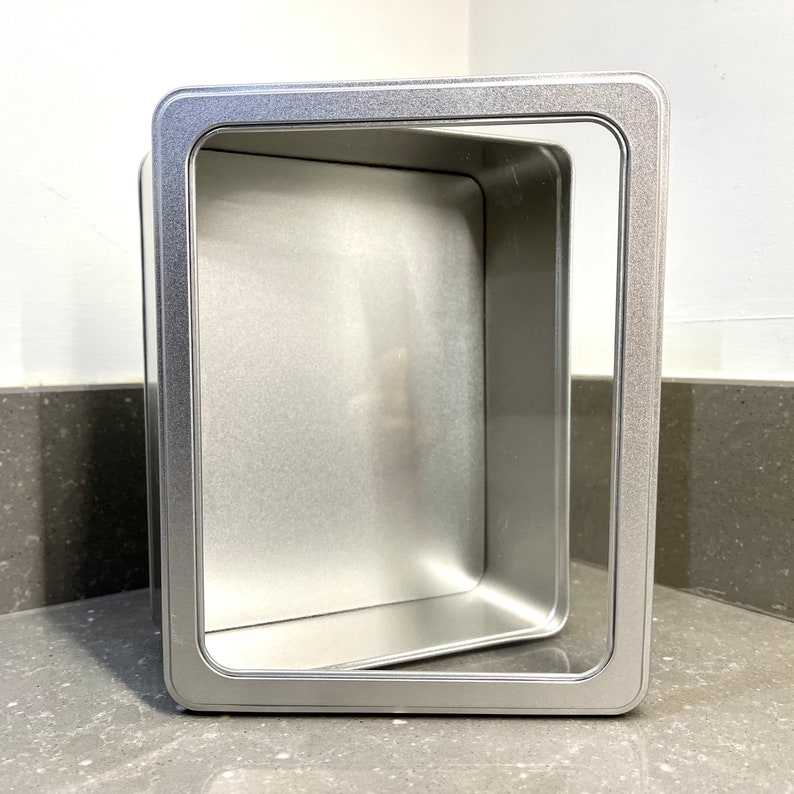 Super large rectangular metal tin with hinged window lid. | Etsy