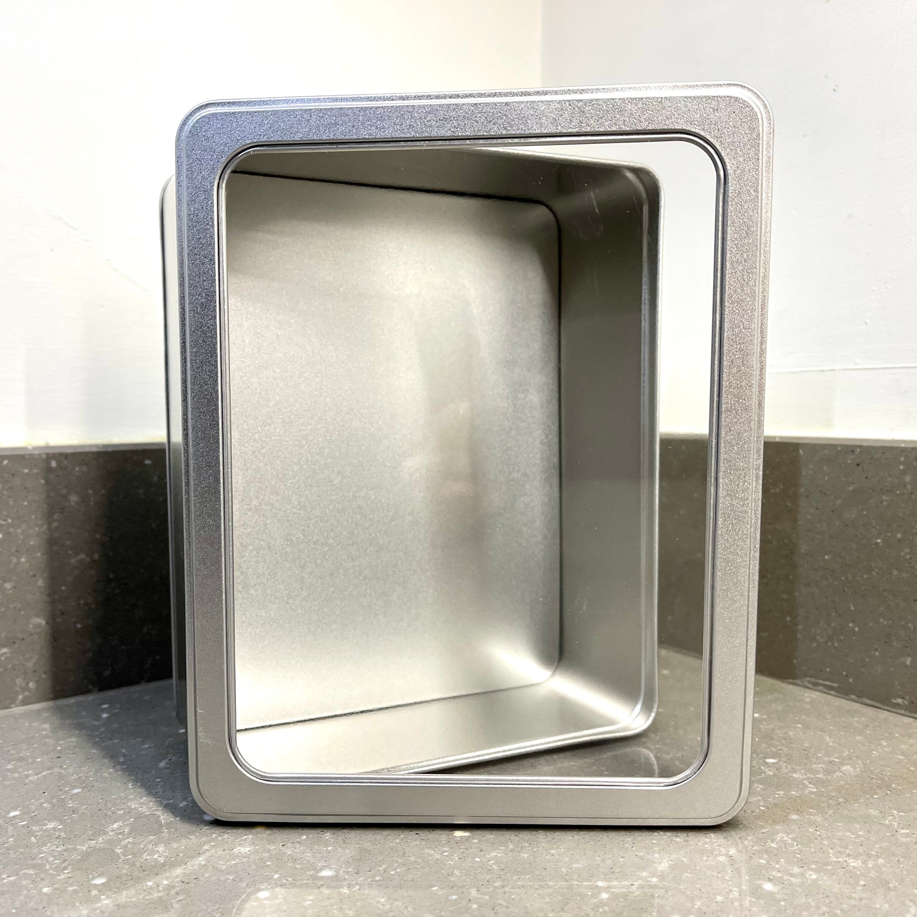 Super Large Rectangular Food Safe Tin With Hinged Window Lid. 1400ml ...