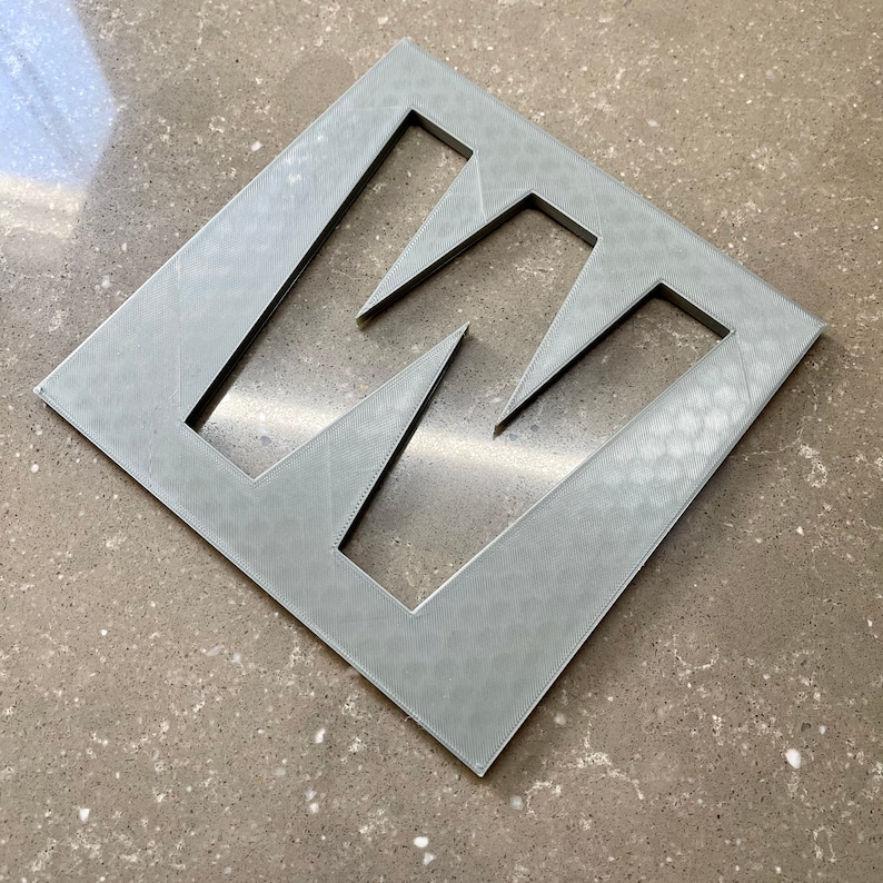 Large 3D Printed Letter Stencil. Initial W or M in Gunmetal Grey - Etsy