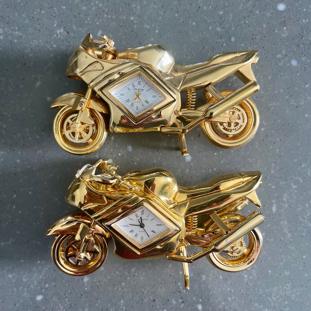 Miniature Novelty Gold Race Bike Clock - Etsy
