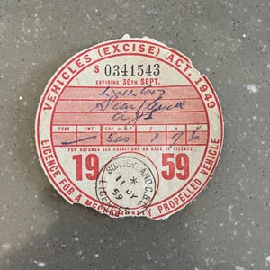 Original Vintage UK Road Tax Disc. Choose Your Date. 1956-1982 - Etsy