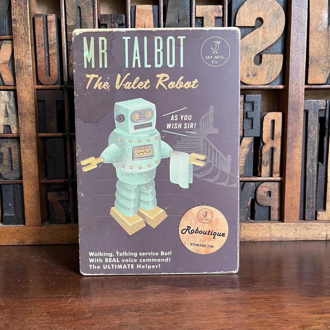 Vintage Style Mr Talbot Robot Storage Tin - Etsy