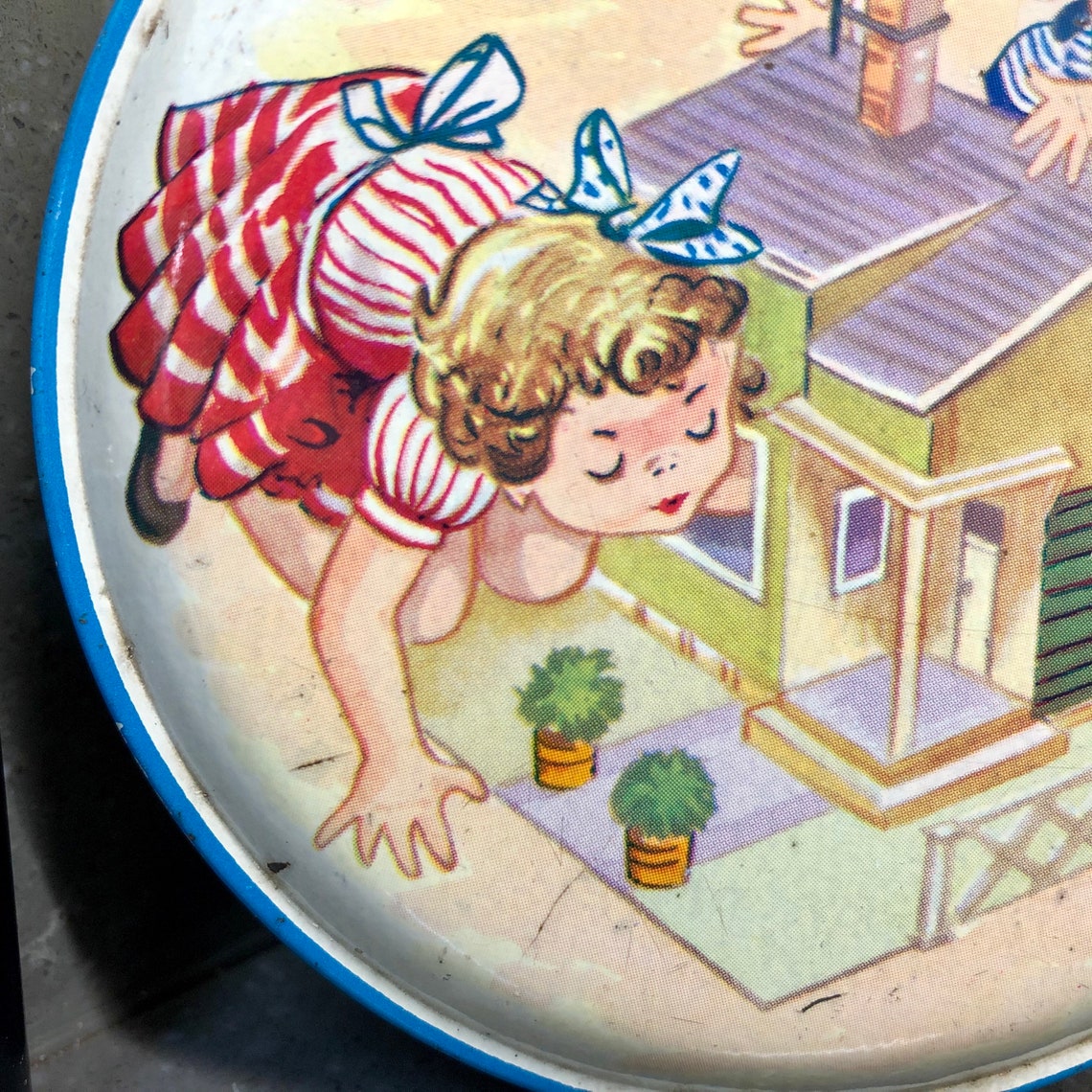 1930s Sweet Tin From DAINTEE. Children Playing With Dollhouse | Etsy