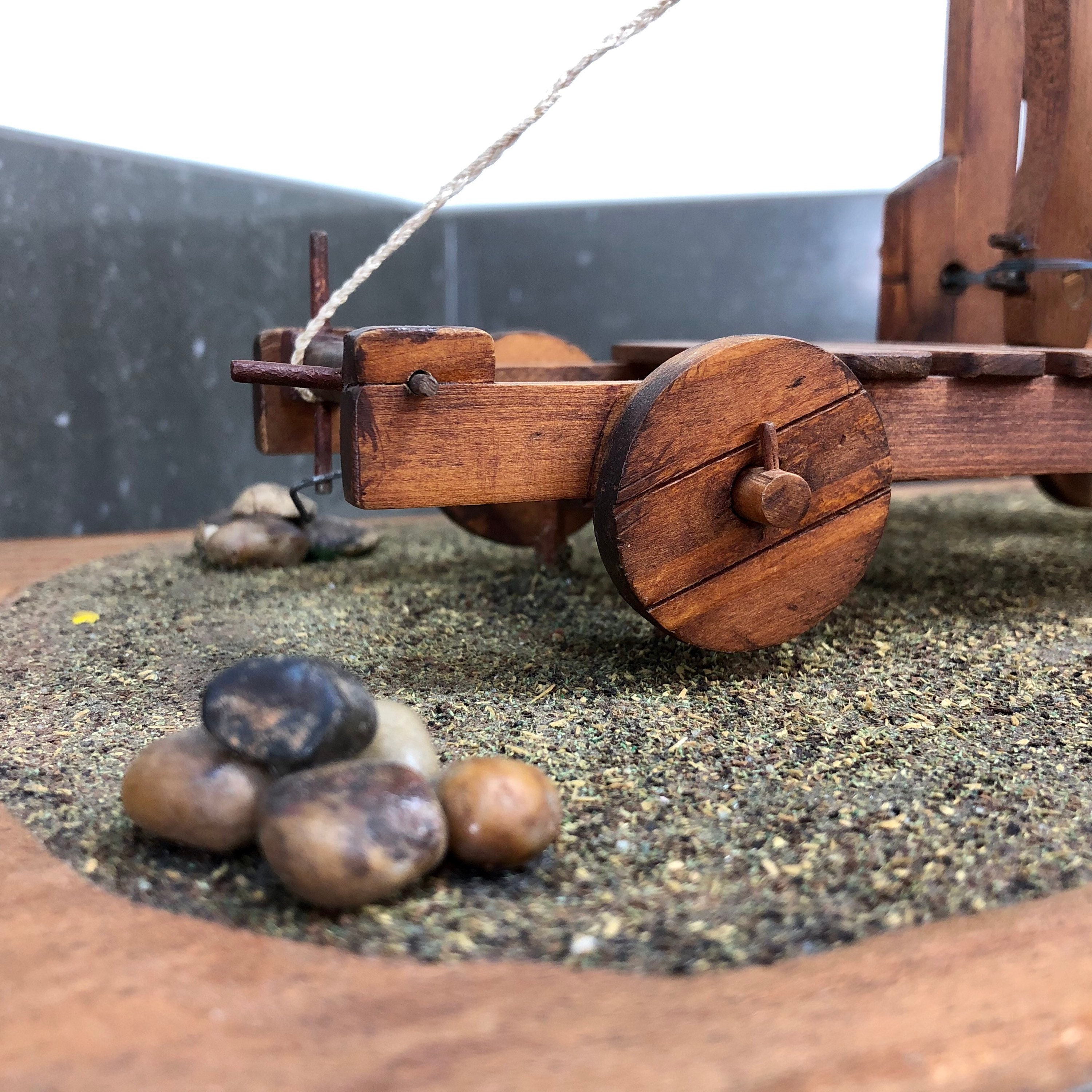 Vintage Handmade Miniature Wooden Catapult in Industrial Carry Case ...