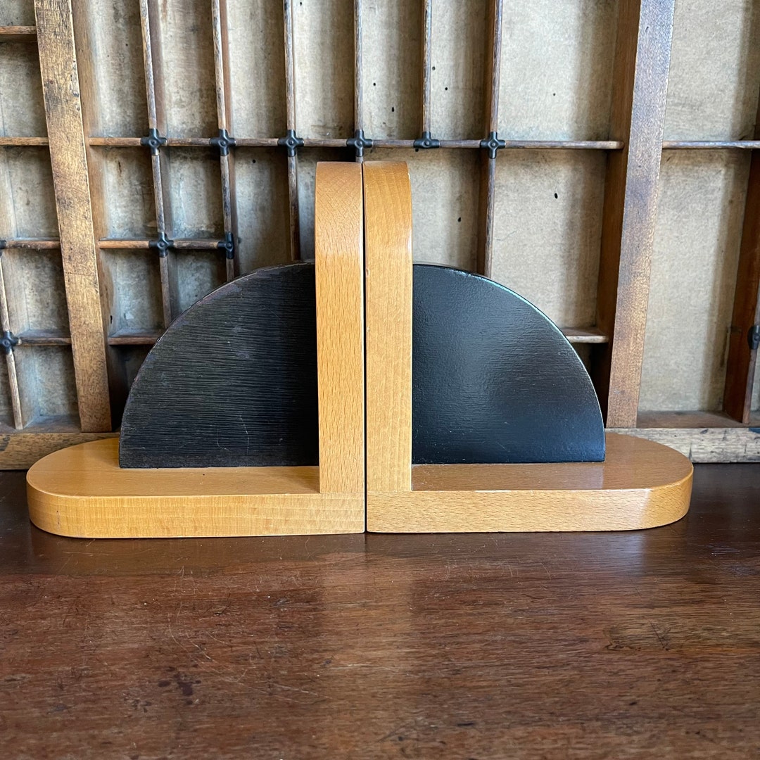 Vintage Art Deco Style Wooden Bookends - Etsy UK