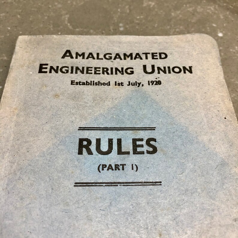 1940s Pocket Amalgamated Engineering Union Book. RULES Part 1. - Etsy