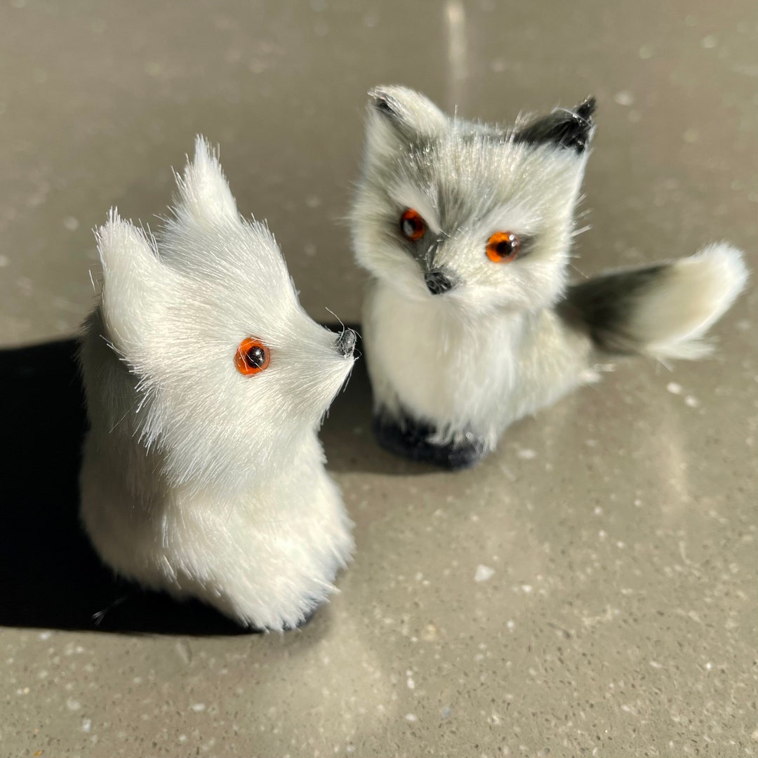 Miniature Faux Fur Snow Fox, Silver Fox. Two Colours - Etsy