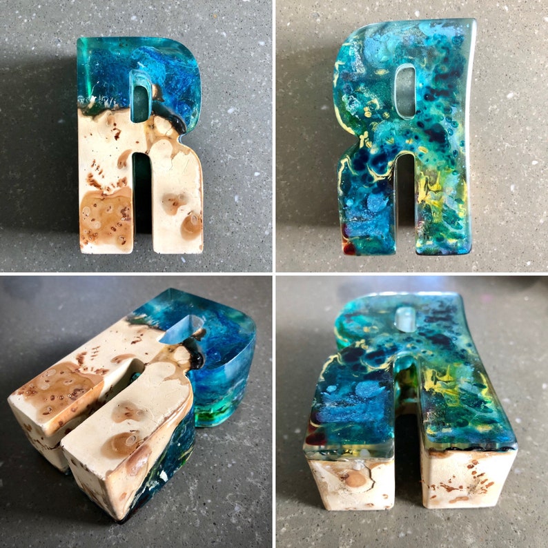 Large handmade resin letter. Initial R | Etsy