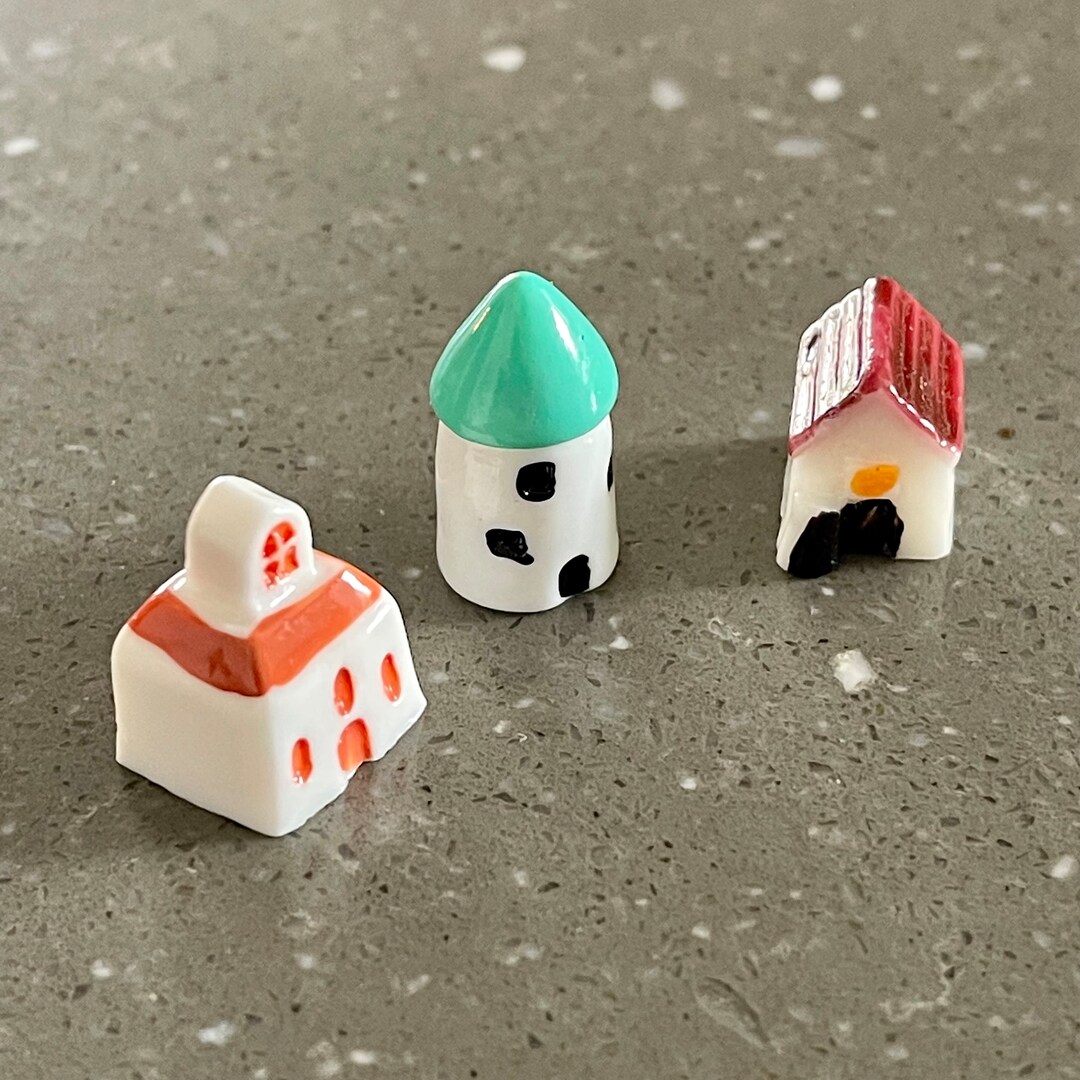 Set of 3 Miniature Resin Houses, Fairy Cottage for Crafts, Model ...