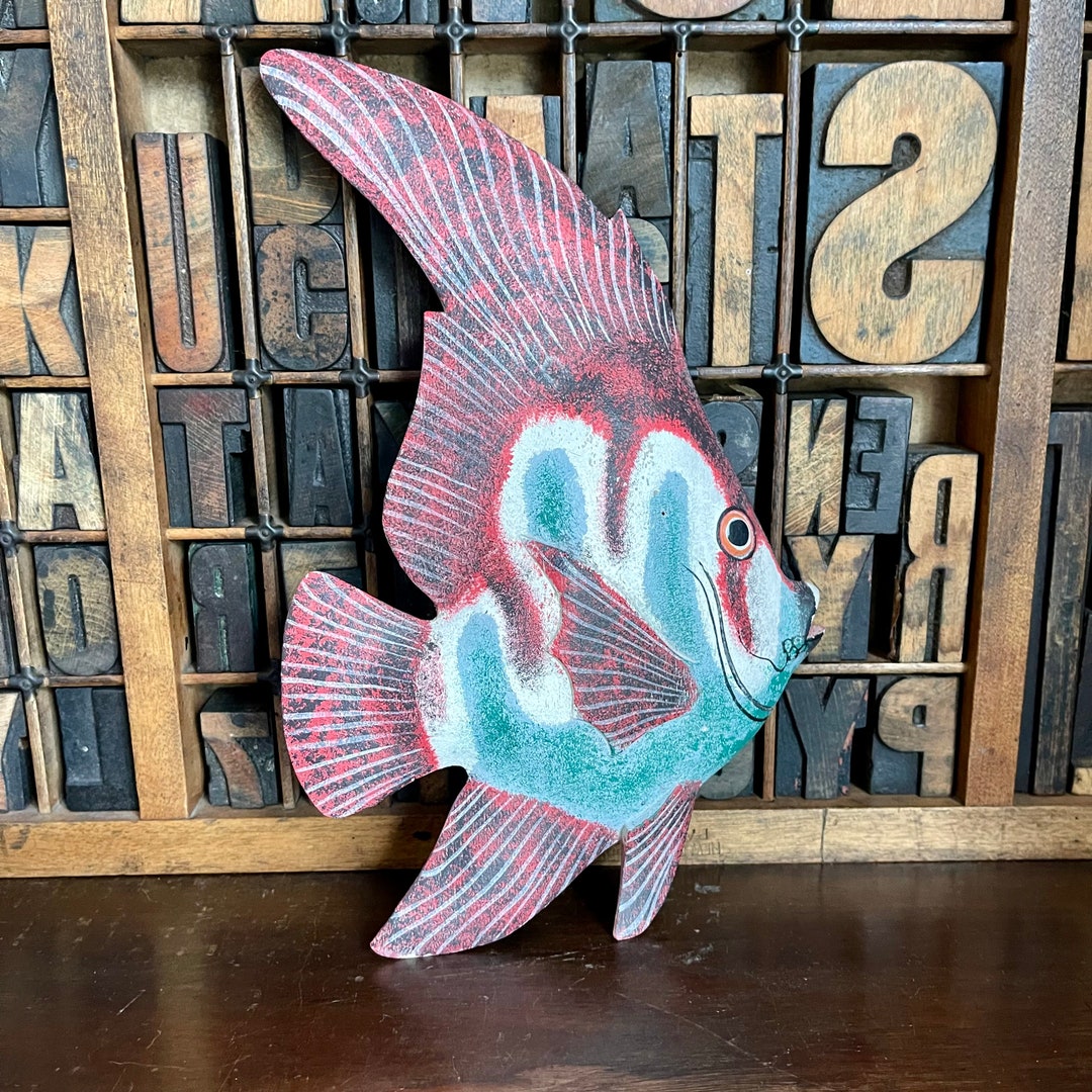 Hand Painted Wooden Angel Fish, Tropical Fish, Wall Hanging - Etsy