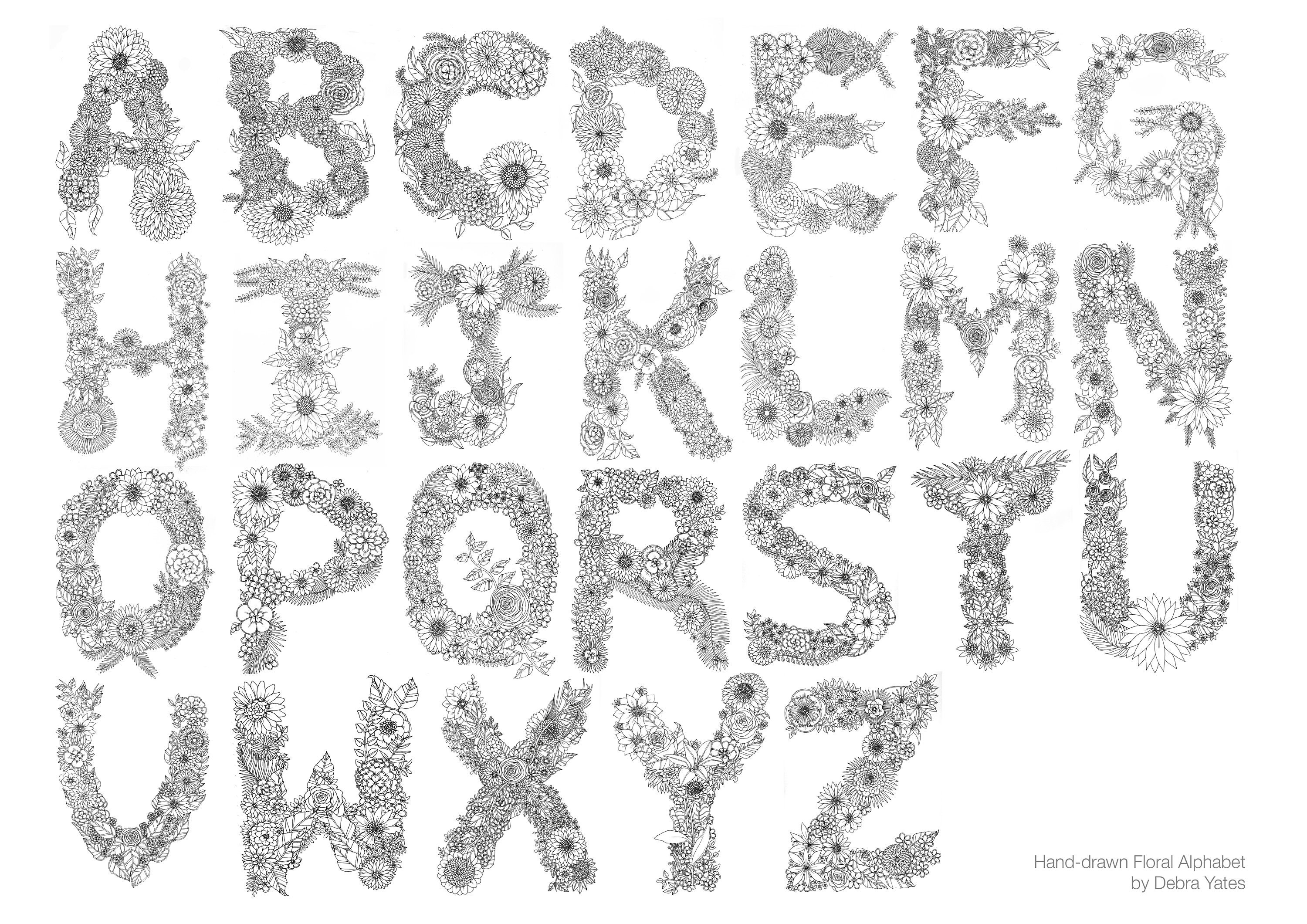 Digital Download. Full FLORAL ALPHABET Plus Ampersand Hand - Etsy