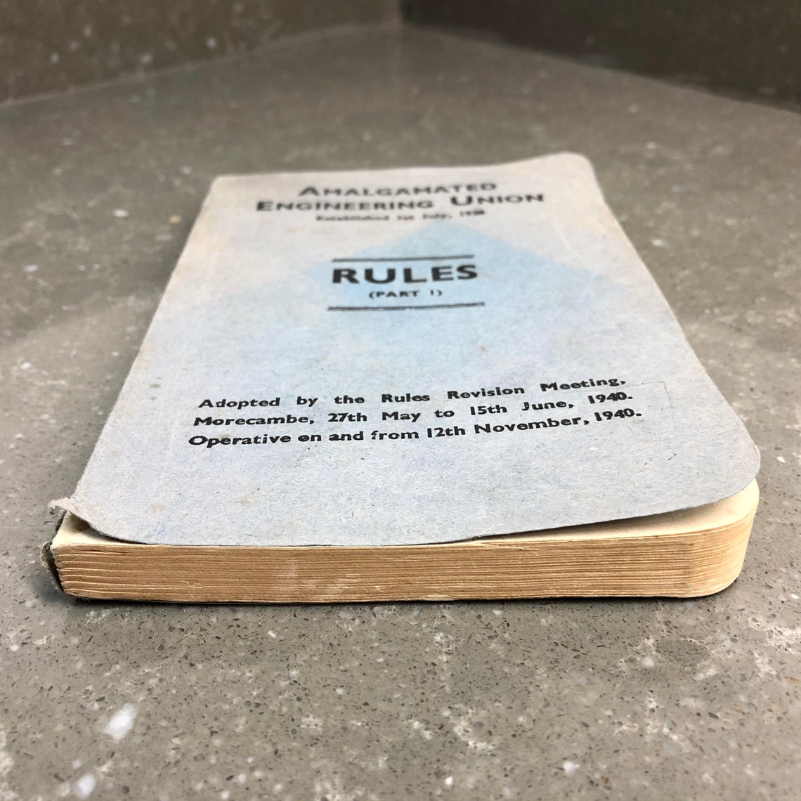 1940s Pocket Amalgamated Engineering Union Book. RULES Part 1. - Etsy