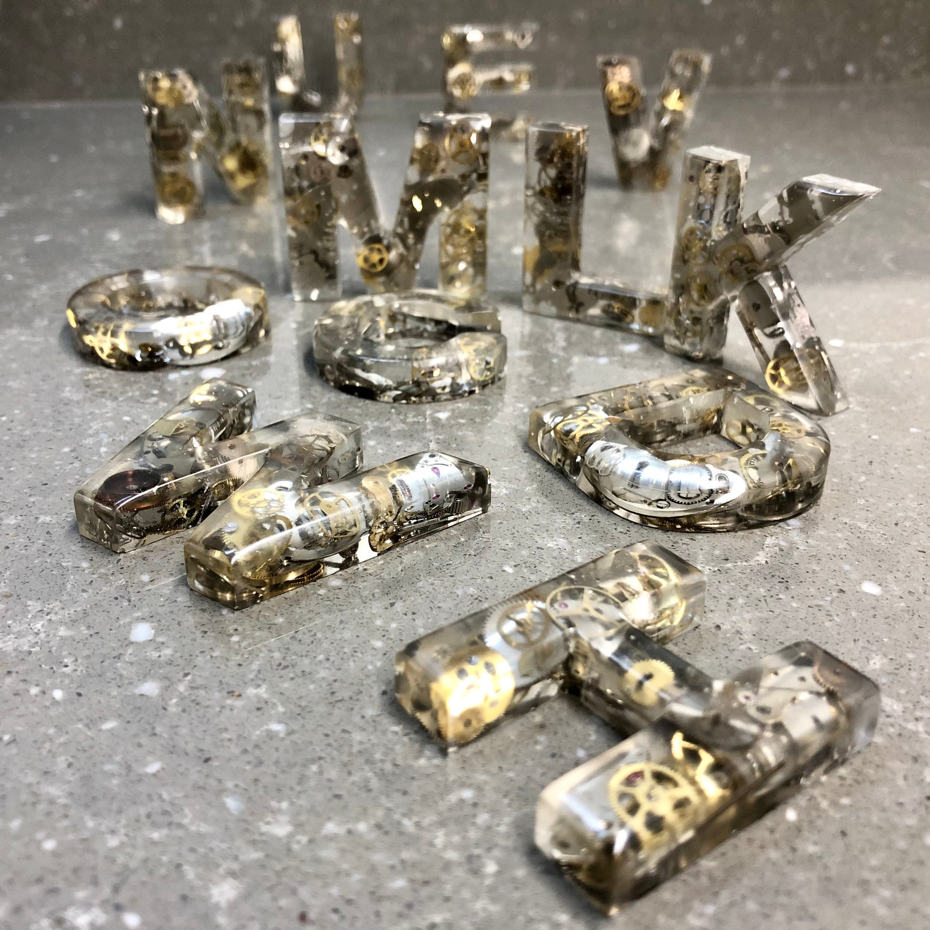 Handmade steampunk resin letters. Alphabet initials gold and | Etsy