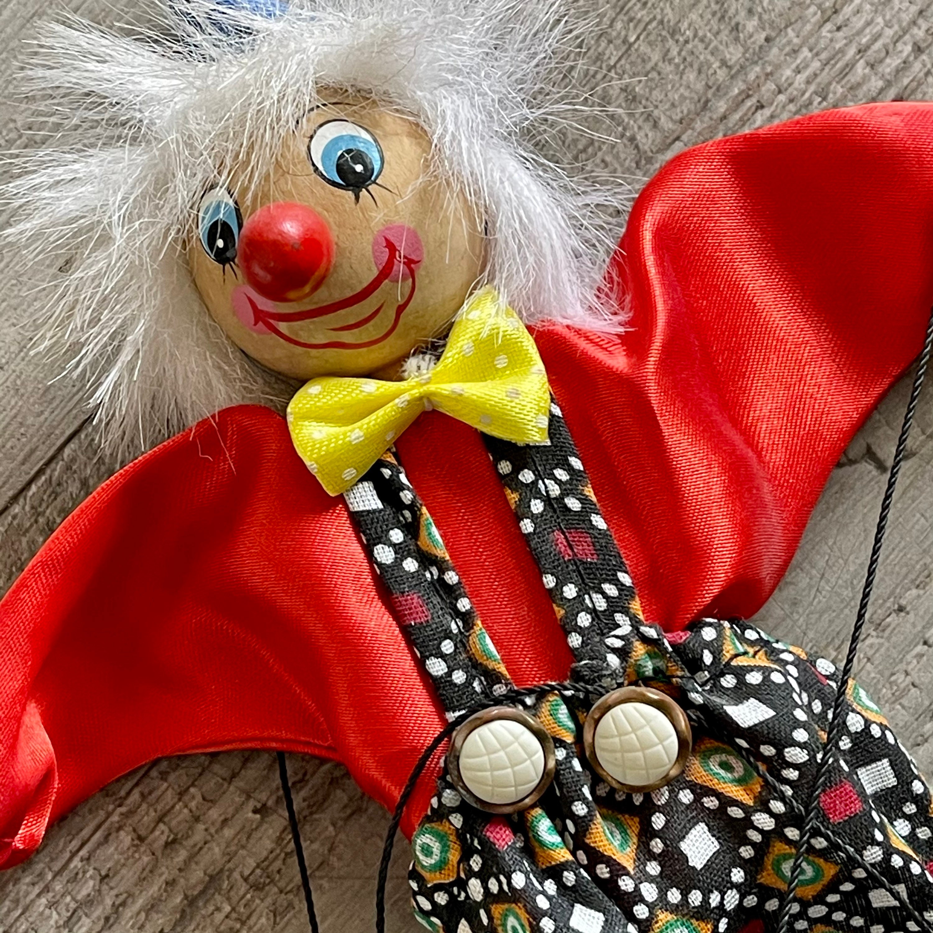 Set of three 9 vintage wooden clown puppets | Etsy