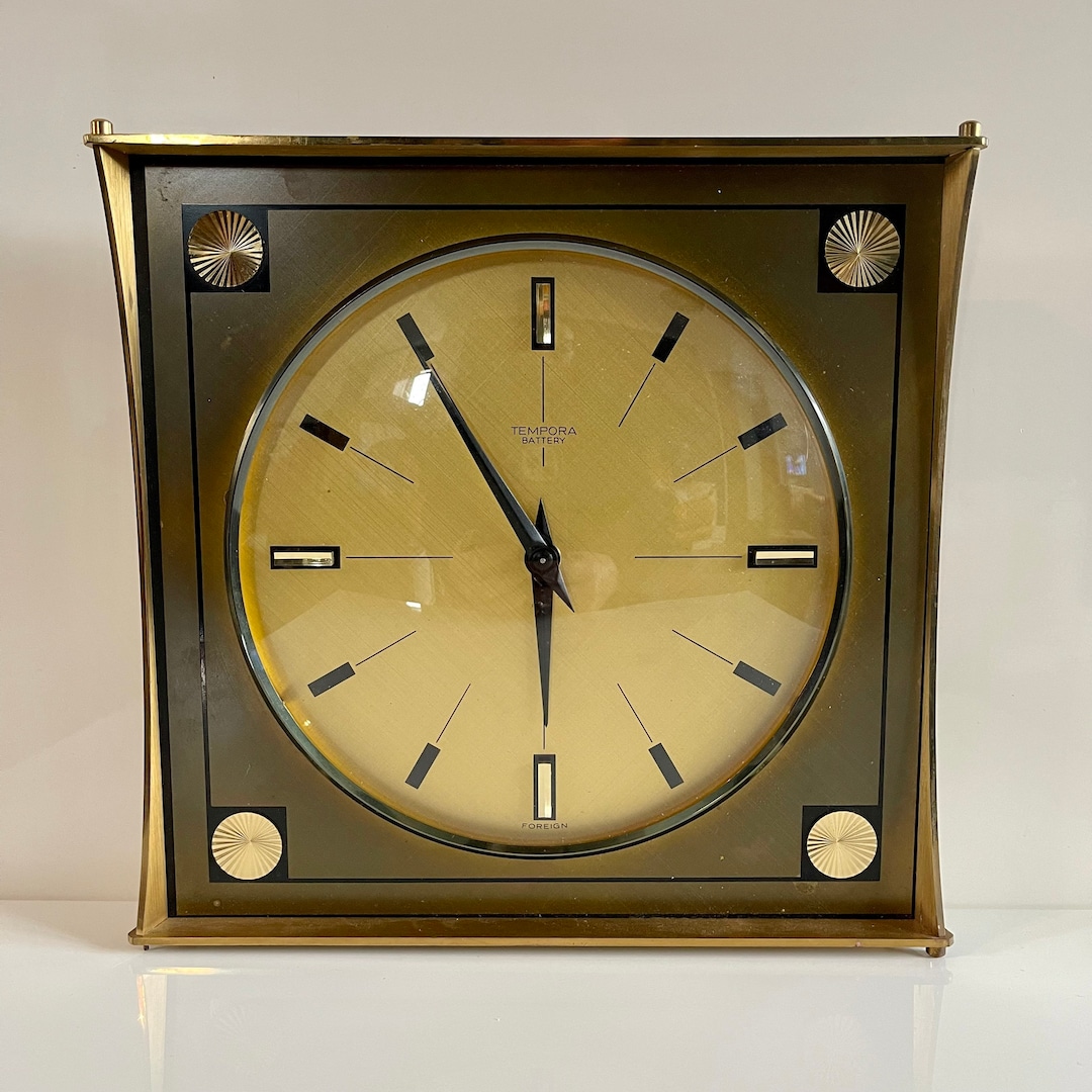 Midcentury Tempora Square Battery Operated Clock - Etsy