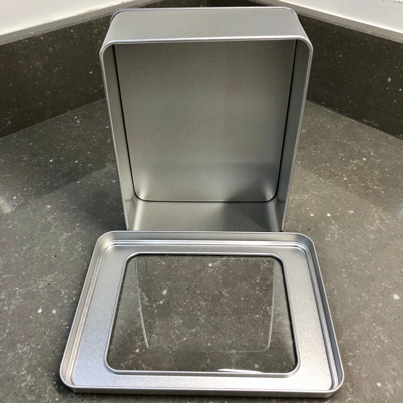 Extra Large Rectangular Food Safe Tin With Stepped Window Lid. | Etsy UK