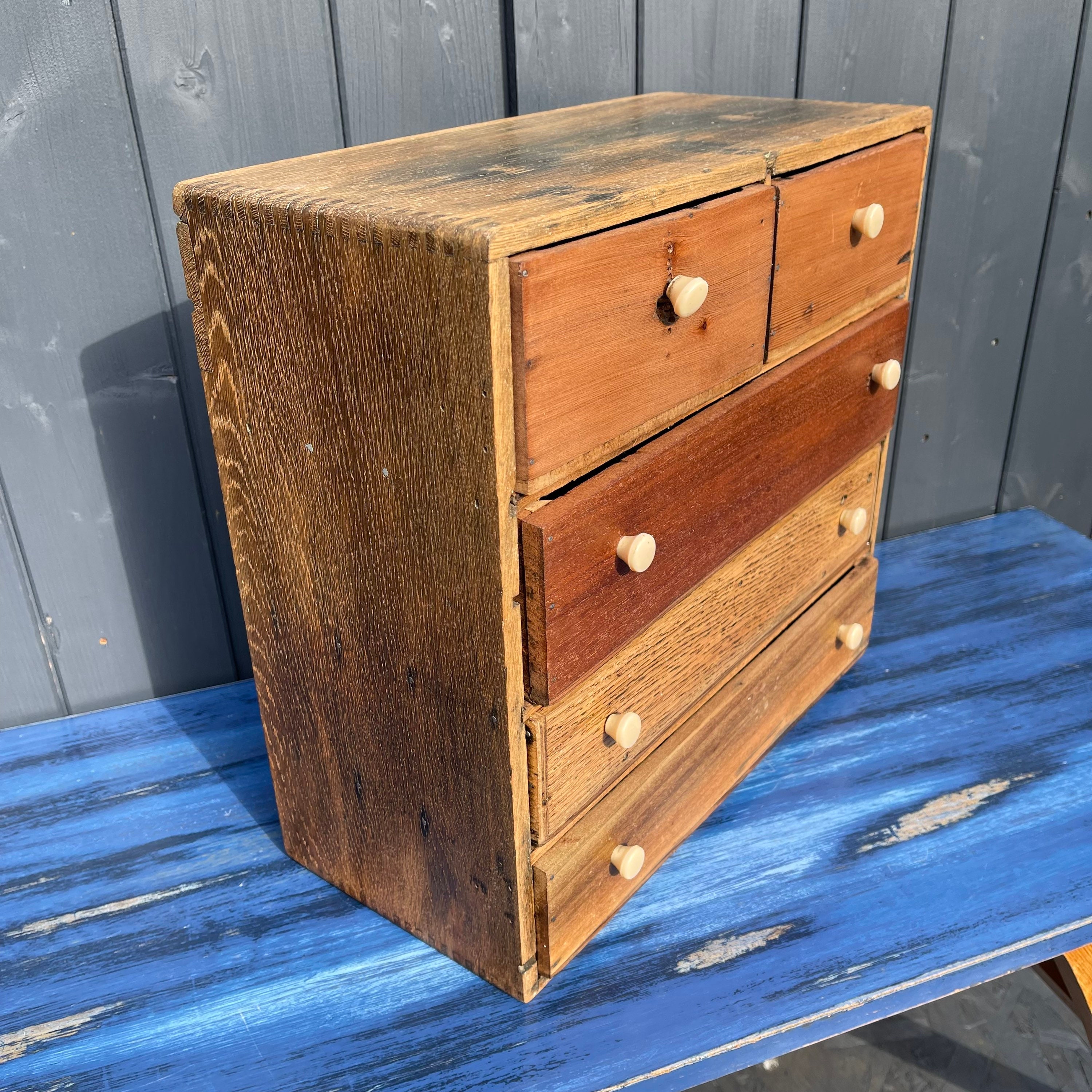 Rustic Pine Tabletop Chest of 5 Drawers - Etsy