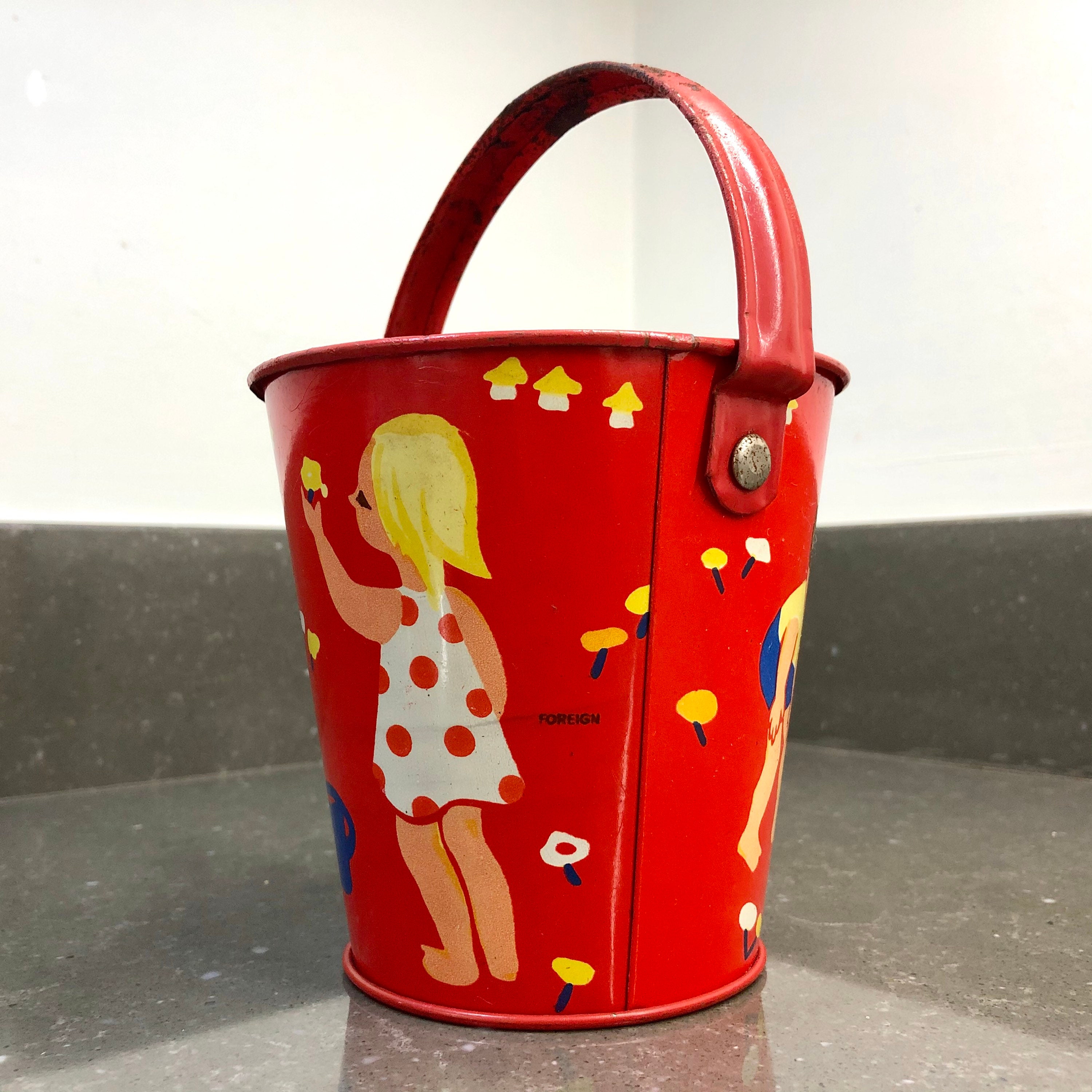 Vintage 1950s Red Miniature Tinplate Seaside Bucket Pail. - Etsy