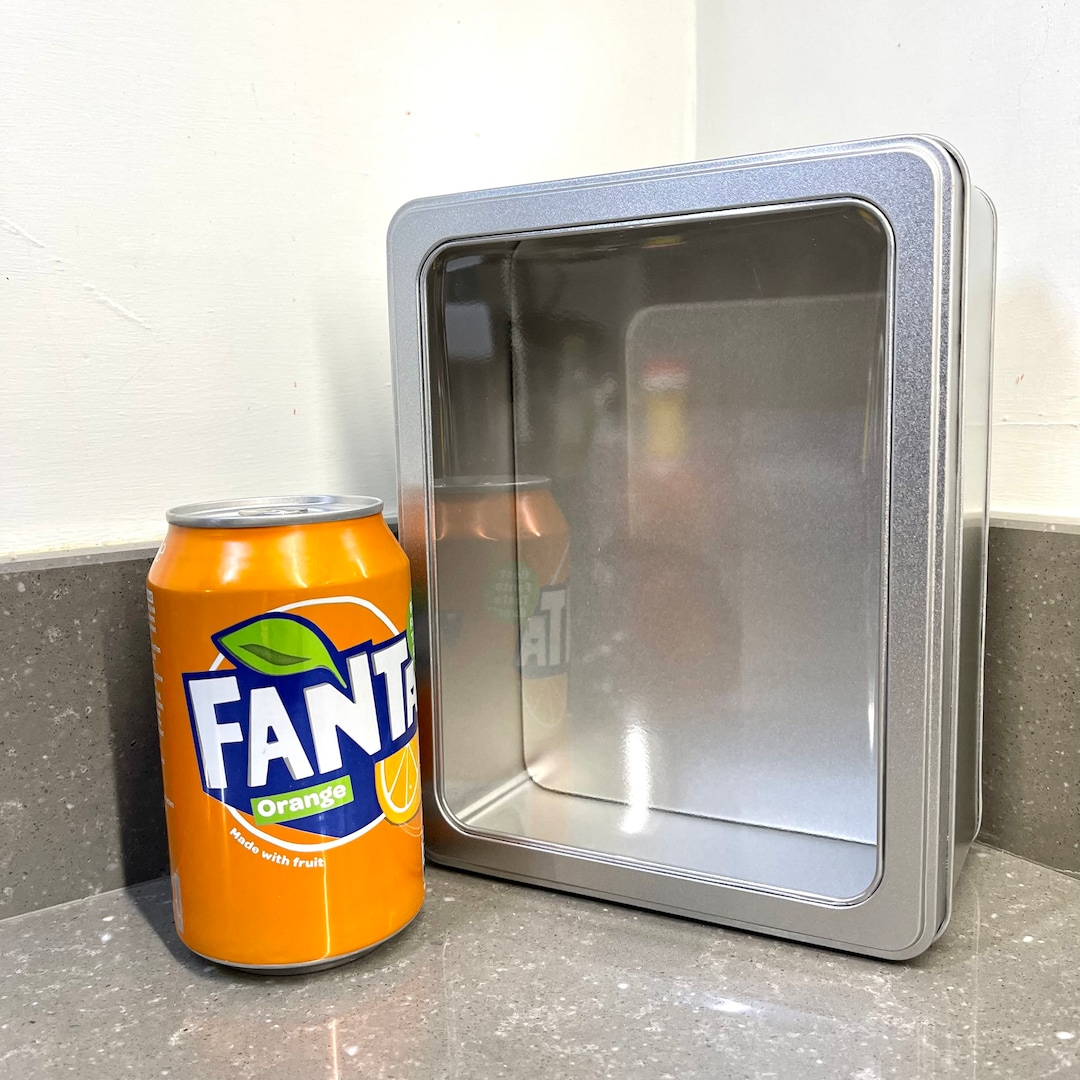 Super Large Rectangular Food Safe Tin With Hinged Window Lid. 1400ml ...