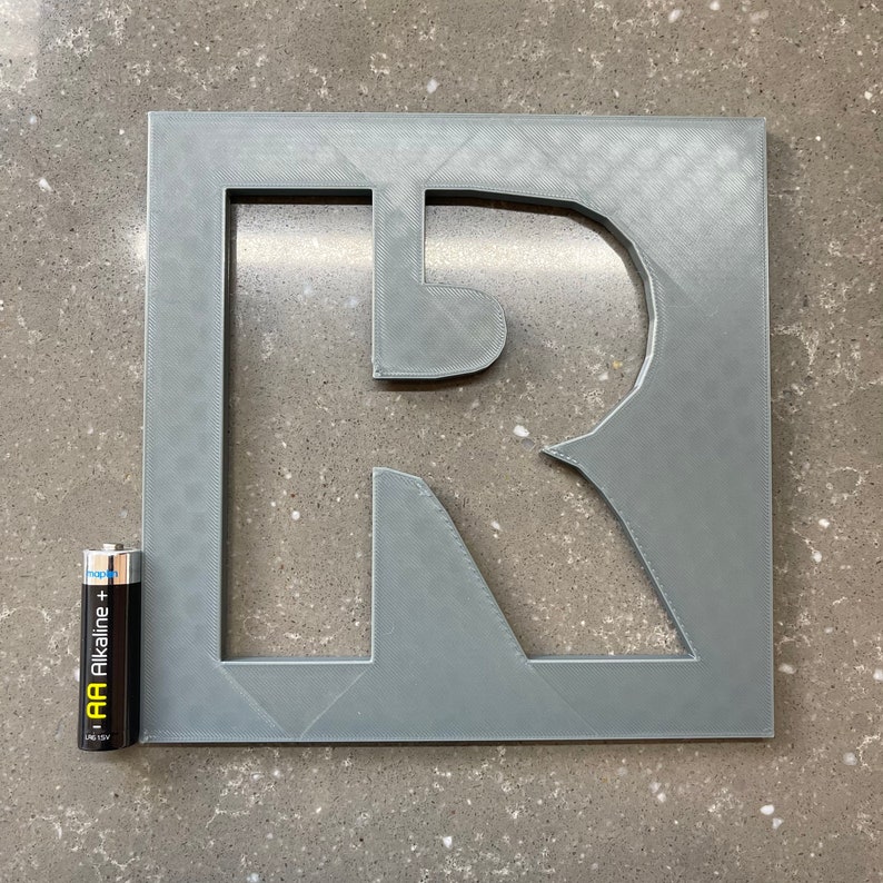 Large 3D printed letter stencil. Initial R in gunmetal grey | Etsy