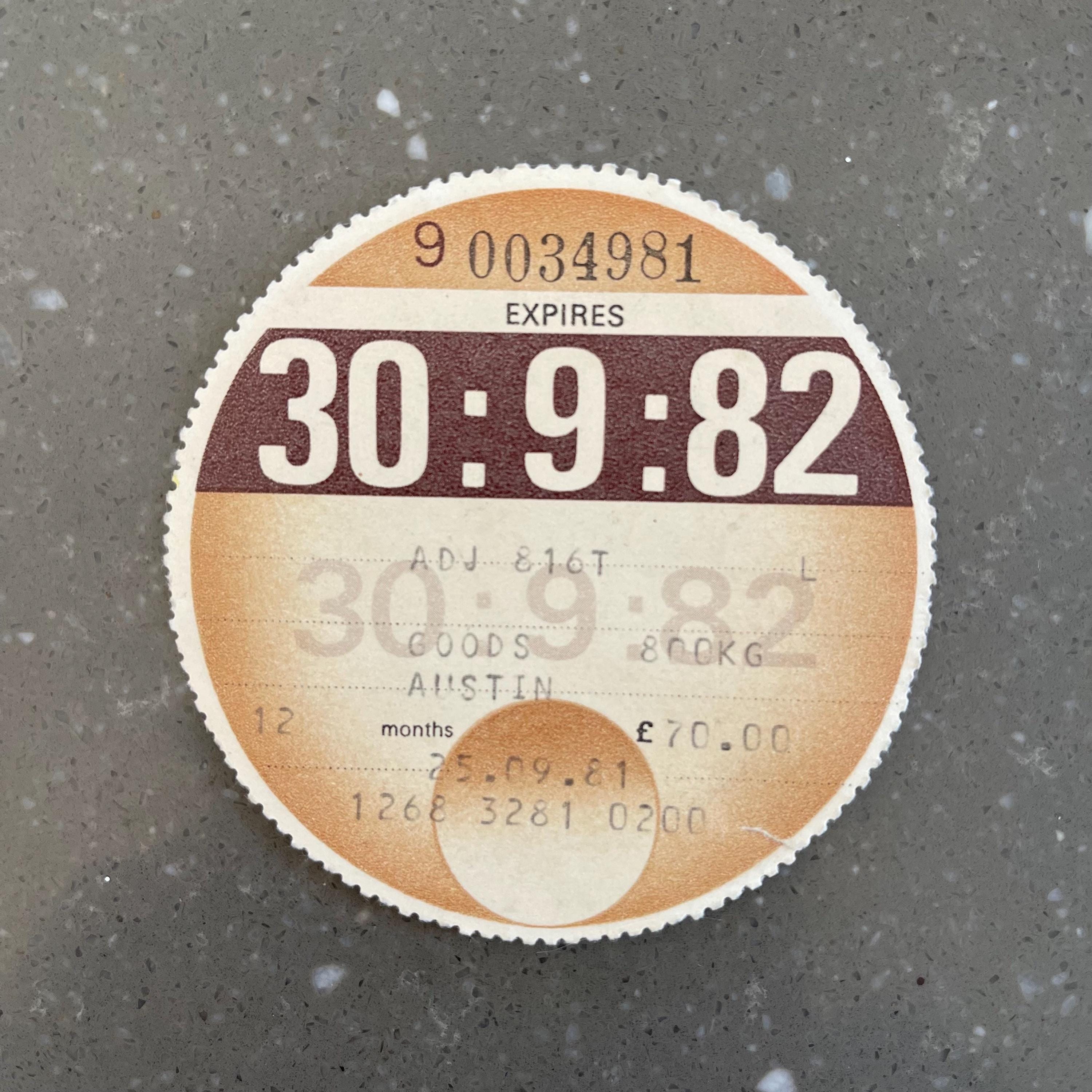 Original Vintage UK Road Tax Disc. Choose Your Date. 1956-1982 - Etsy