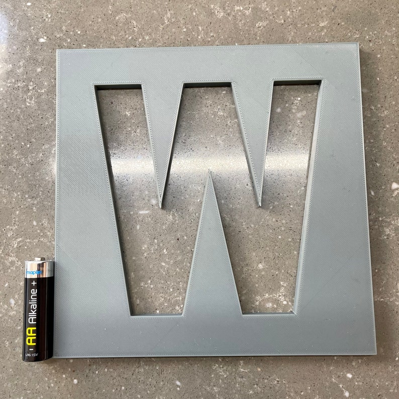Large 3D Printed Letter Stencil. Initial W or M in Gunmetal Grey - Etsy UK